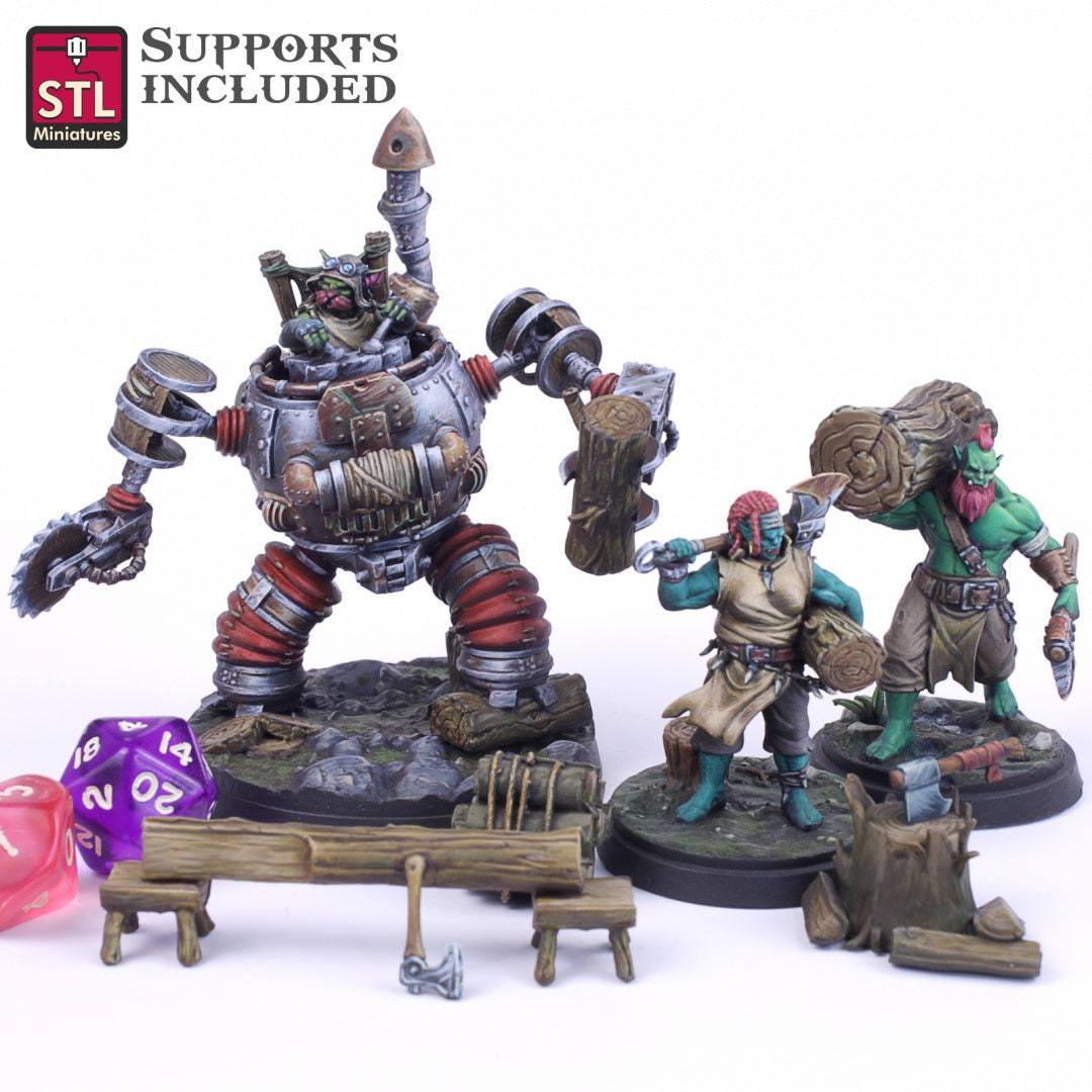3D Printed STL Miniatures Lumberjack Set 28mm - 32mm War Gaming D&D - Etsy