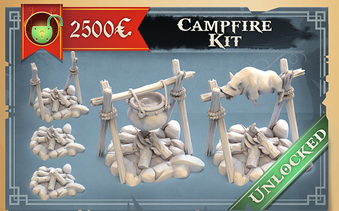 3D Printed STL Miniatures Campfire Kit 28 - 32mm War Gaming D&D - Etsy