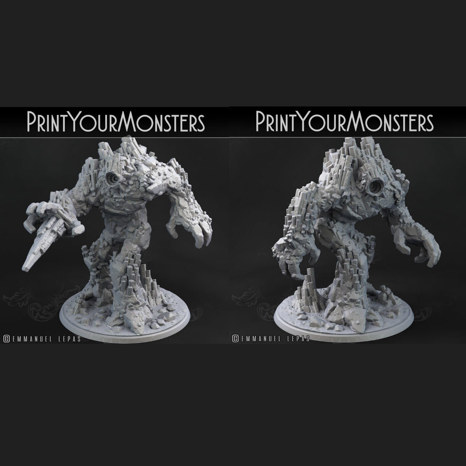 3D Printed Print Your Monsters Basalt Earth Elemental Set 28mm - Etsy