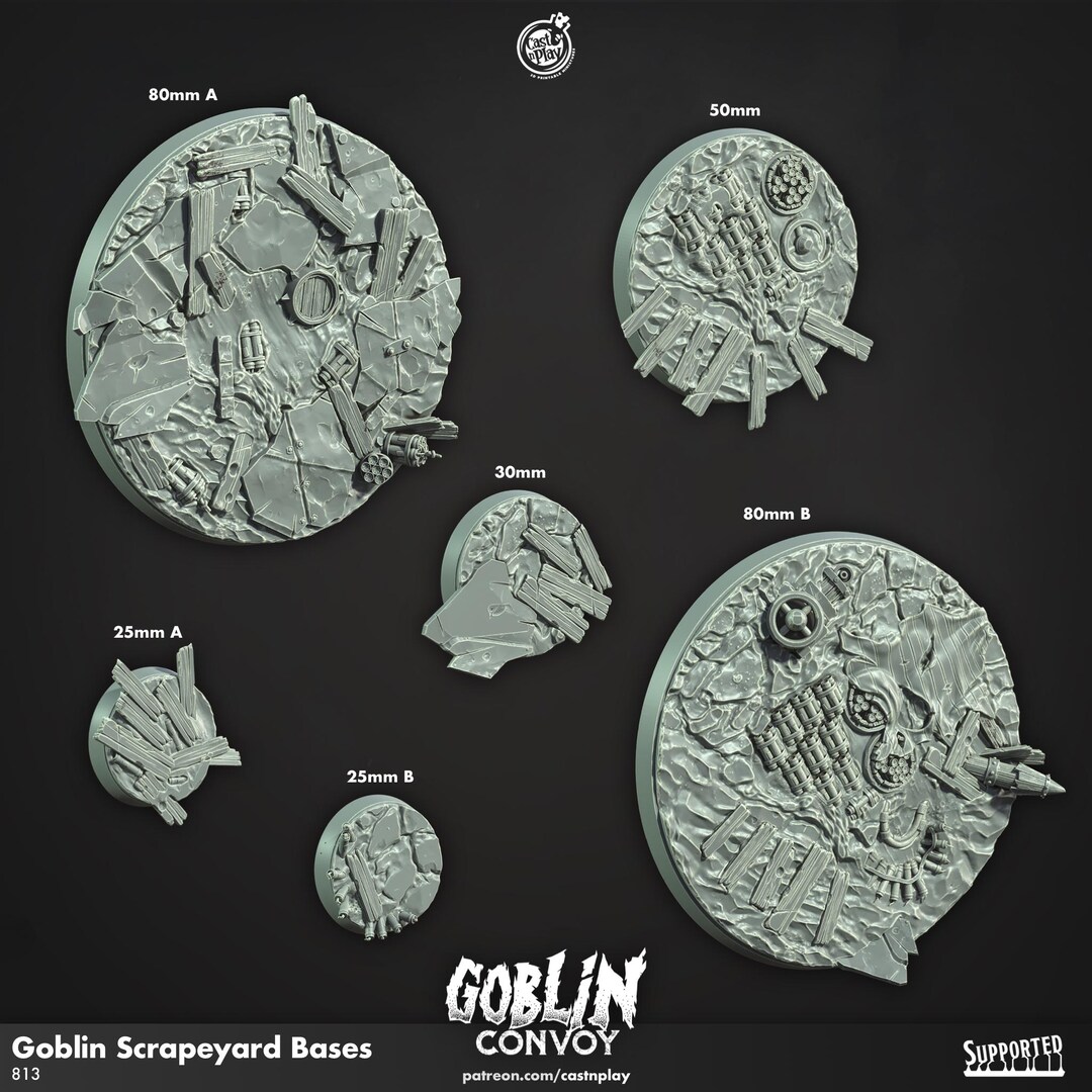 3D Printed Cast N Play Goblin Scrapeyard Bases the Goblin Convoy 28mm ...