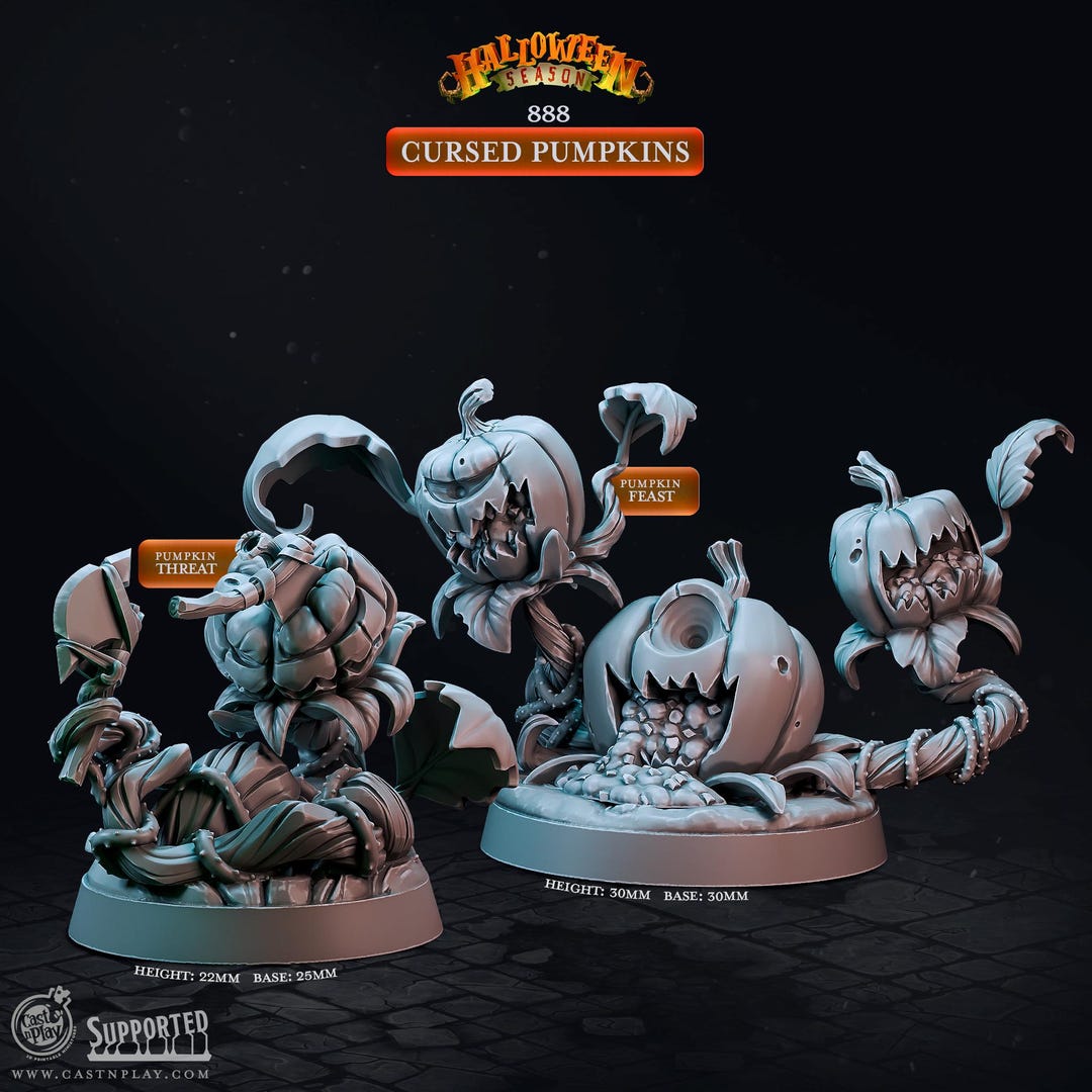 3D Printed Cast N Play Halloween Season Cursed Pumpkins 28mm 32mm D&D - Etsy