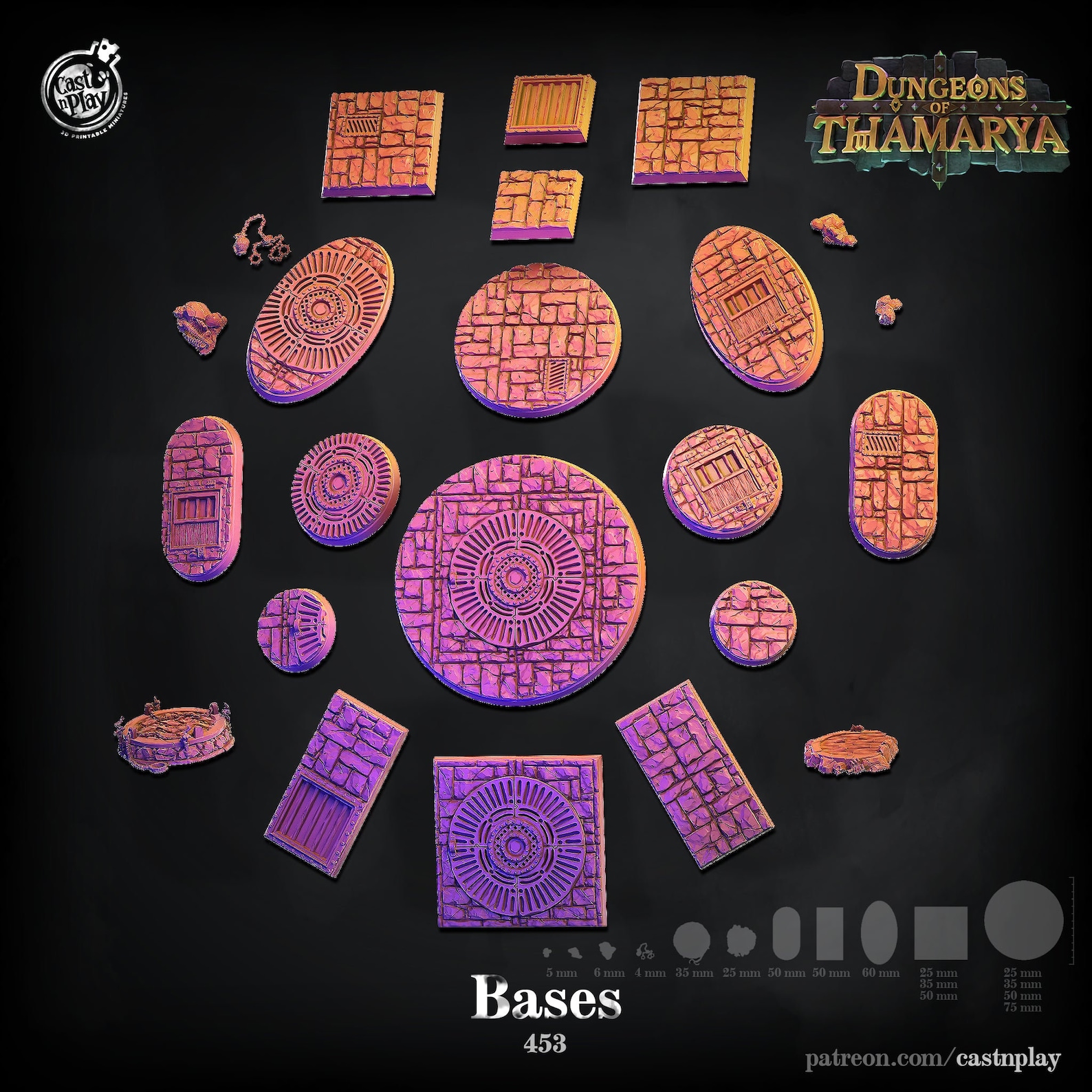 3D Printed Cast N Play Dungeon Bases Set Dungeons of Thamarya 28mm 32mm ...