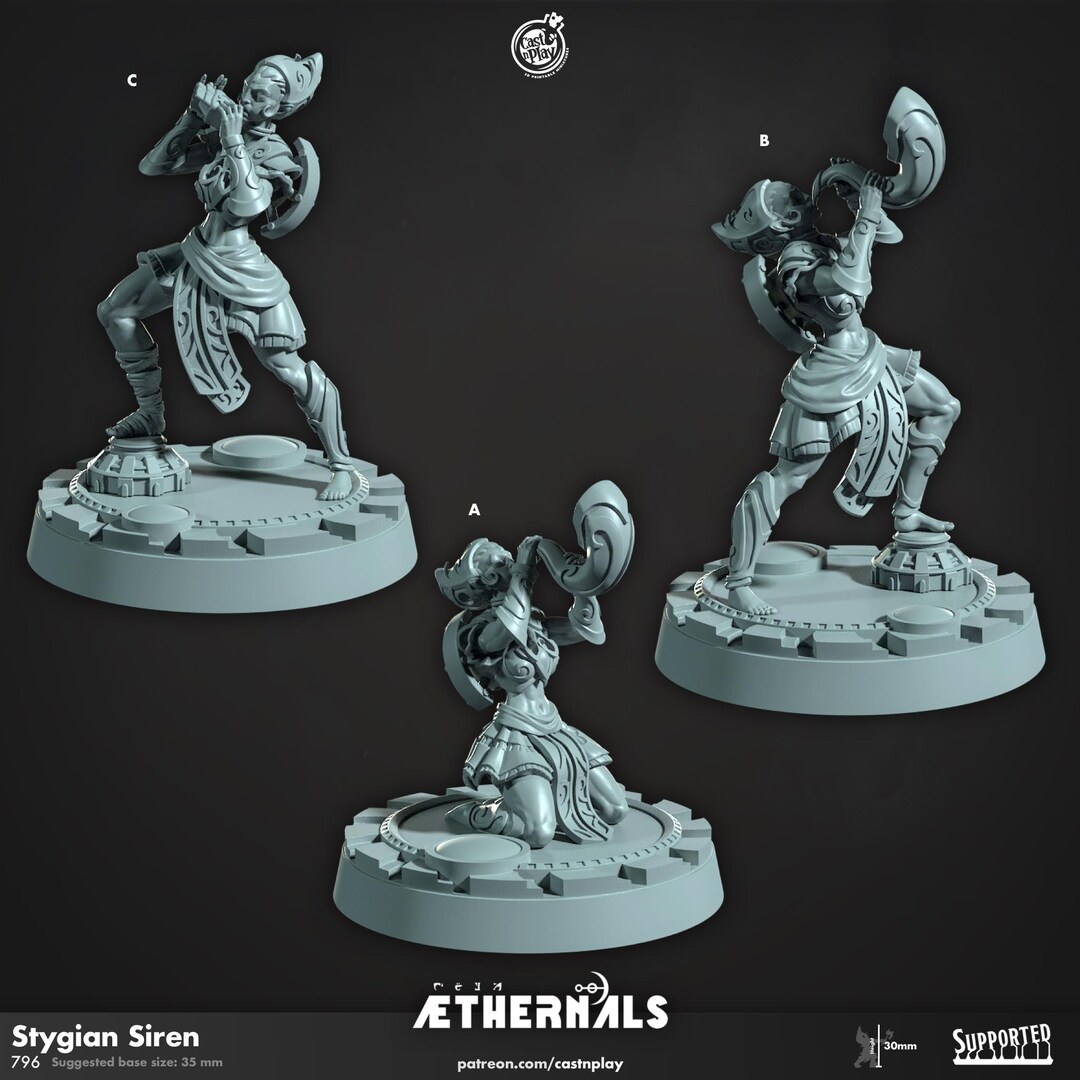 3D Printed Cast N Play Stygian Siren Aethernals Collection 28mm 32mm D ...