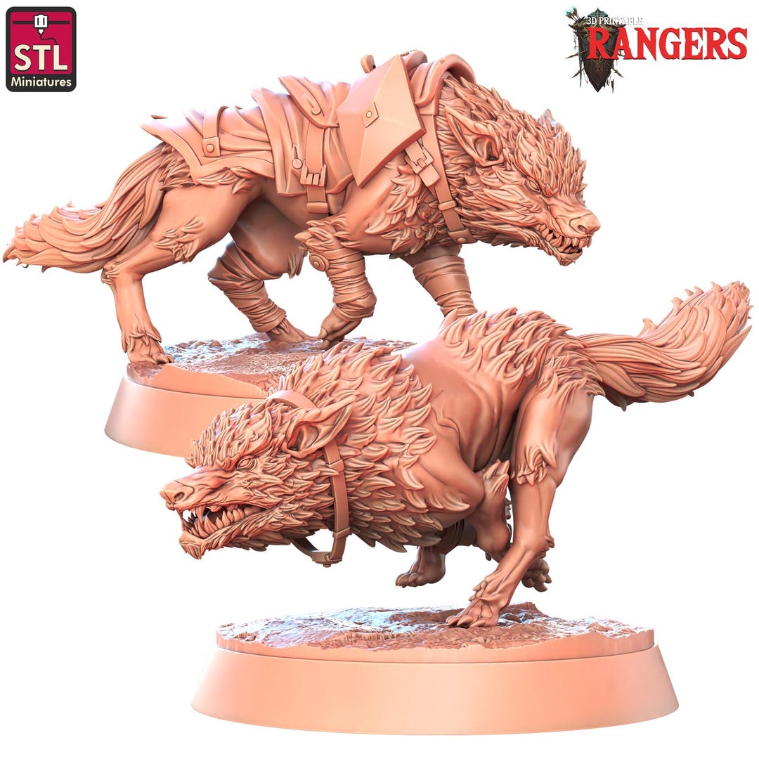 3D Printed STL Miniatures Wolves Rangers 28 32mm War Gaming D&D - Etsy