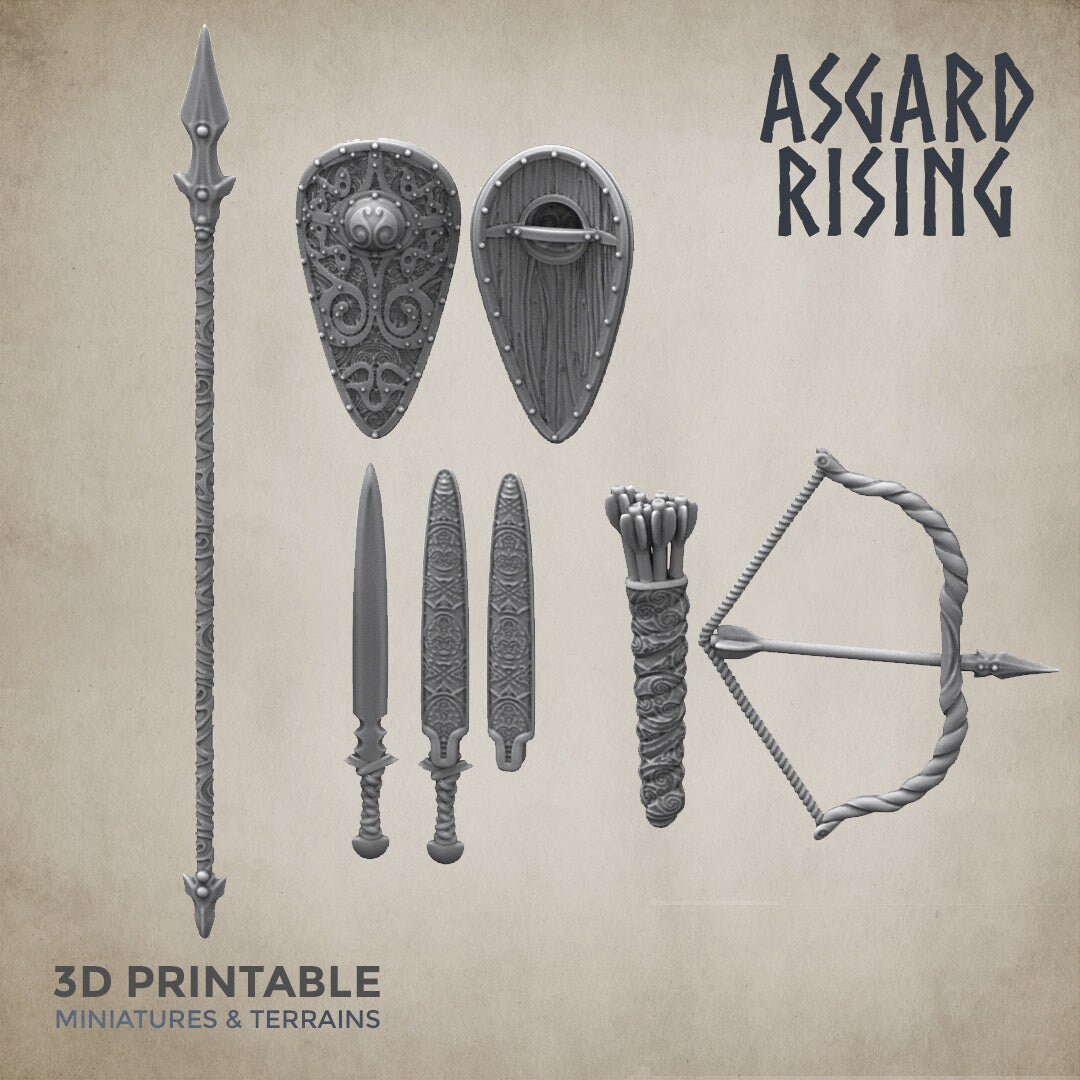 3D Printed Asgard Rising Shield and Sword Weapon Set 5 32mm - Etsy