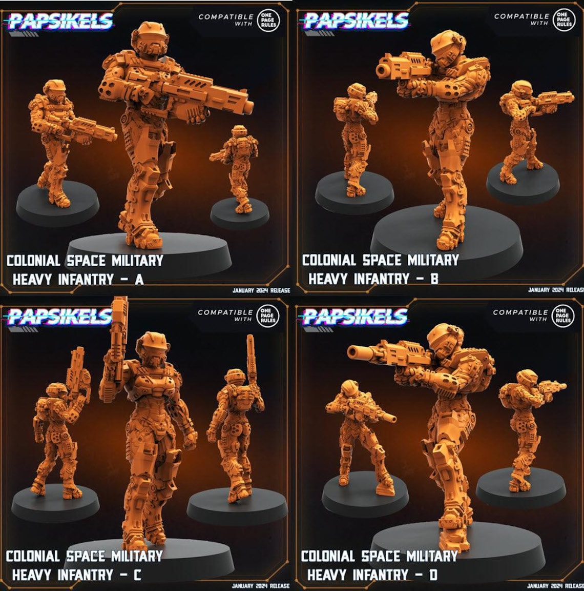 3D Printed Papsikels Human Offence Force Armored Troopers Set Dropship ...