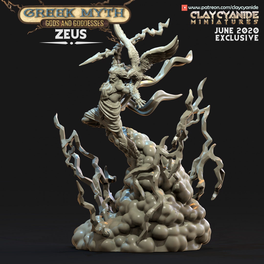 3D Printed Clay Cyanide Zeus Greek Myth Gods and Goddesses - Etsy