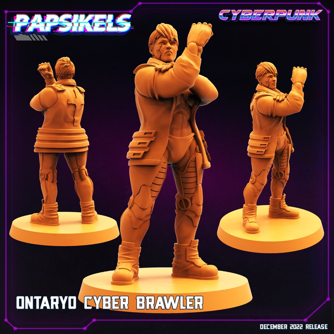 3D Printed Papsikels Cyberpunk Sci-fi Ontaryo Cyber Brawler - 28mm 32mm ...