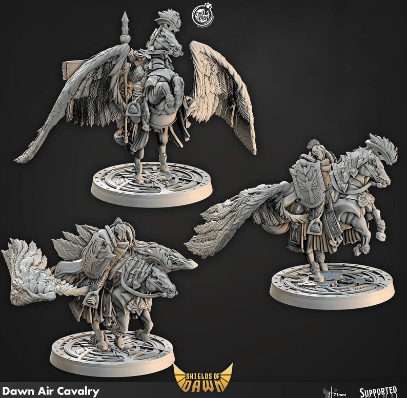 3D Printed Cast N Play Dawn Air Cavalry Shields of Dawn 28mm 32mm D&D ...