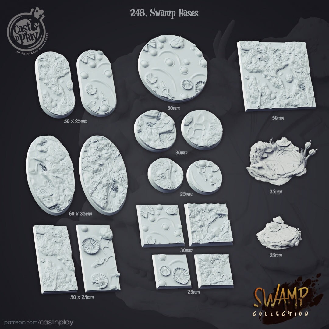 3D Printed Cast N Play Swamp Bases Set 28mm 32mm D&D - Etsy