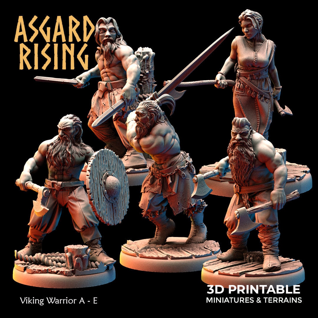 3D Printed Asgard Rising Viking Warriors Set 1 28 32 Mm Wargaming Dnd ...