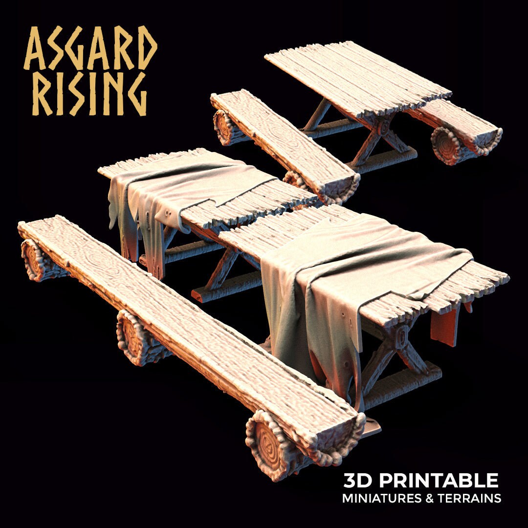 3D Printed Asgard Rising Tables and Benches Set 28mm - 32mm Ragnarok D ...