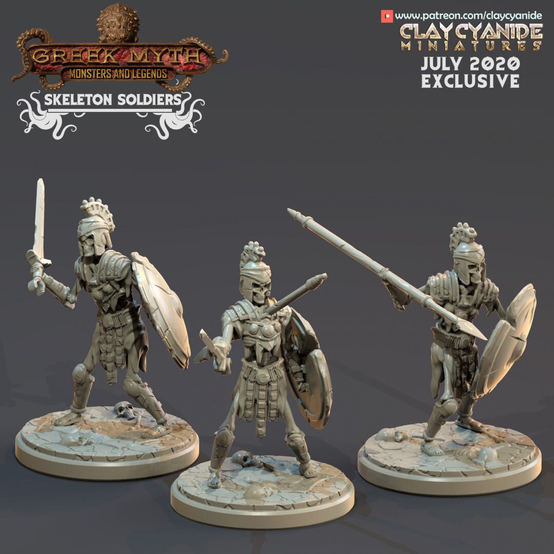 3D Printed Clay Cyanide Skeleton Soldiers Greek Mythology Part 2 28 32 ...