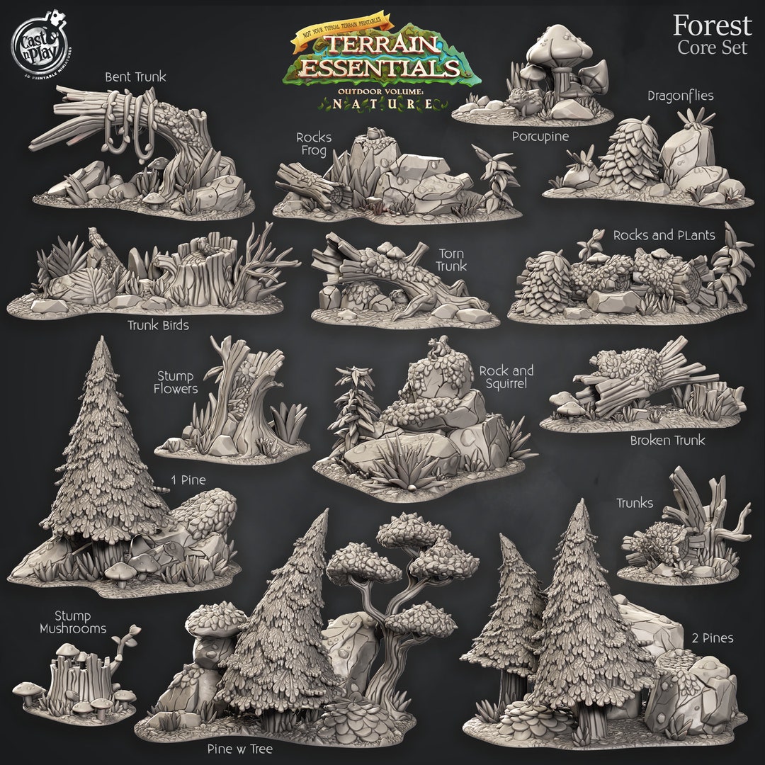 3D Printed Cast N Play Forest Core Set Forest Terrain Set Terrain ...