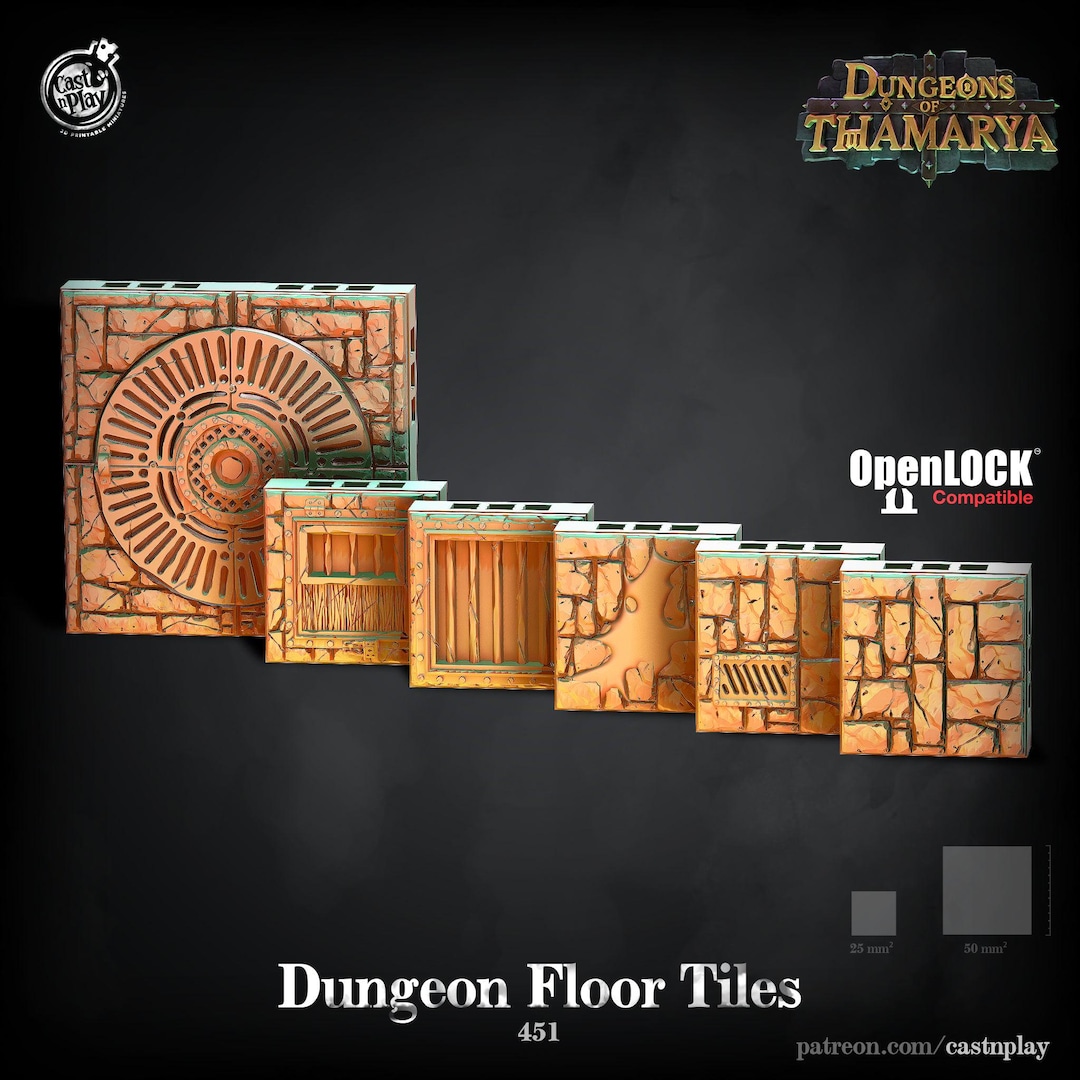3D Printed Cast N Play Dungeon Floor Tiles Dungeons of Thamarya Set ...