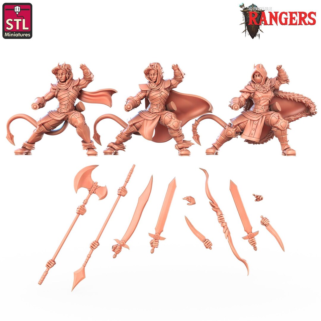 3D Printed STL Miniatures Tiefling Female Ranger Rangers 28 - 32mm War ...