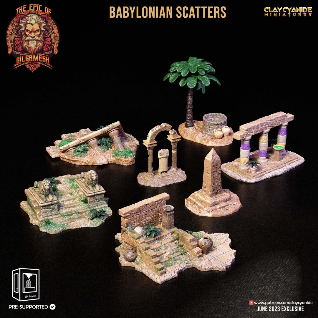 3D Printed Clay Cyanide Epic of Gilgamesh Set Babylonian Scatter ...