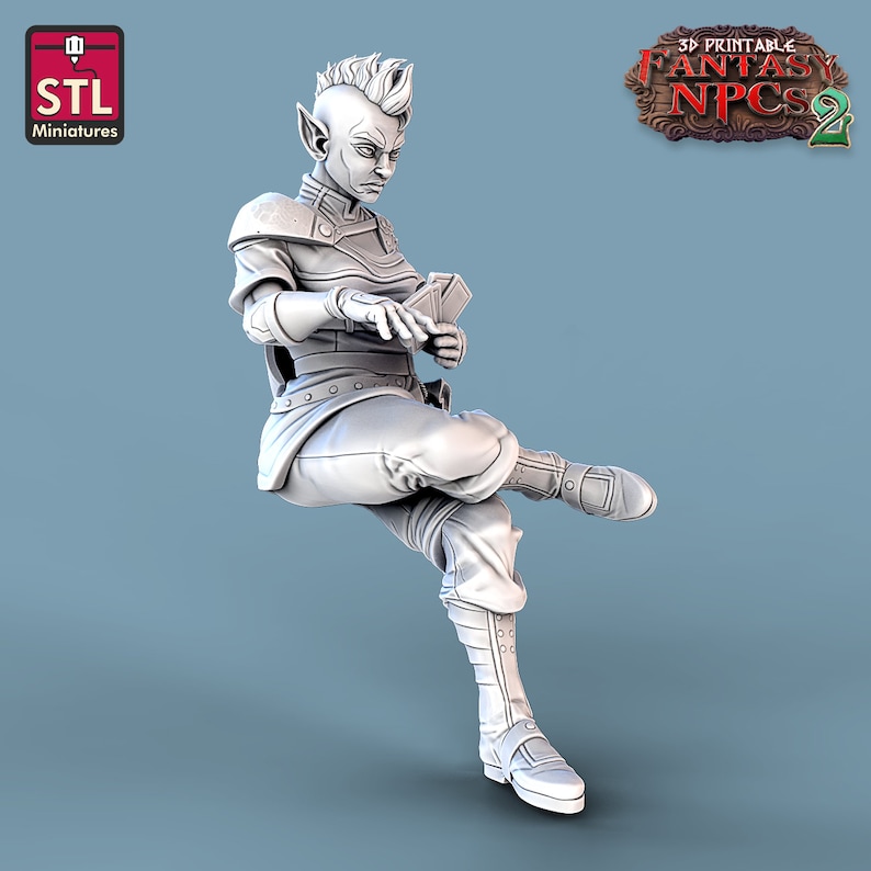 3D Printed STL Miniatures Card Players Set Fantasy NPC 2 | 28 - 32mm ...