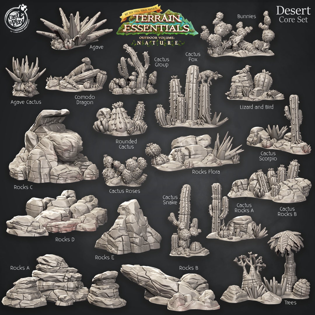 3D Printed Cast N Play Desert Core Set Desert Terrain Set Terrain ...