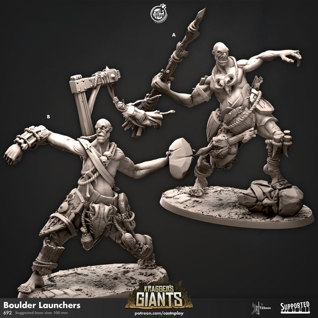 3D Printed Cast N Play 692 Boulder Launchers Kragger's Giants Set 28mm ...