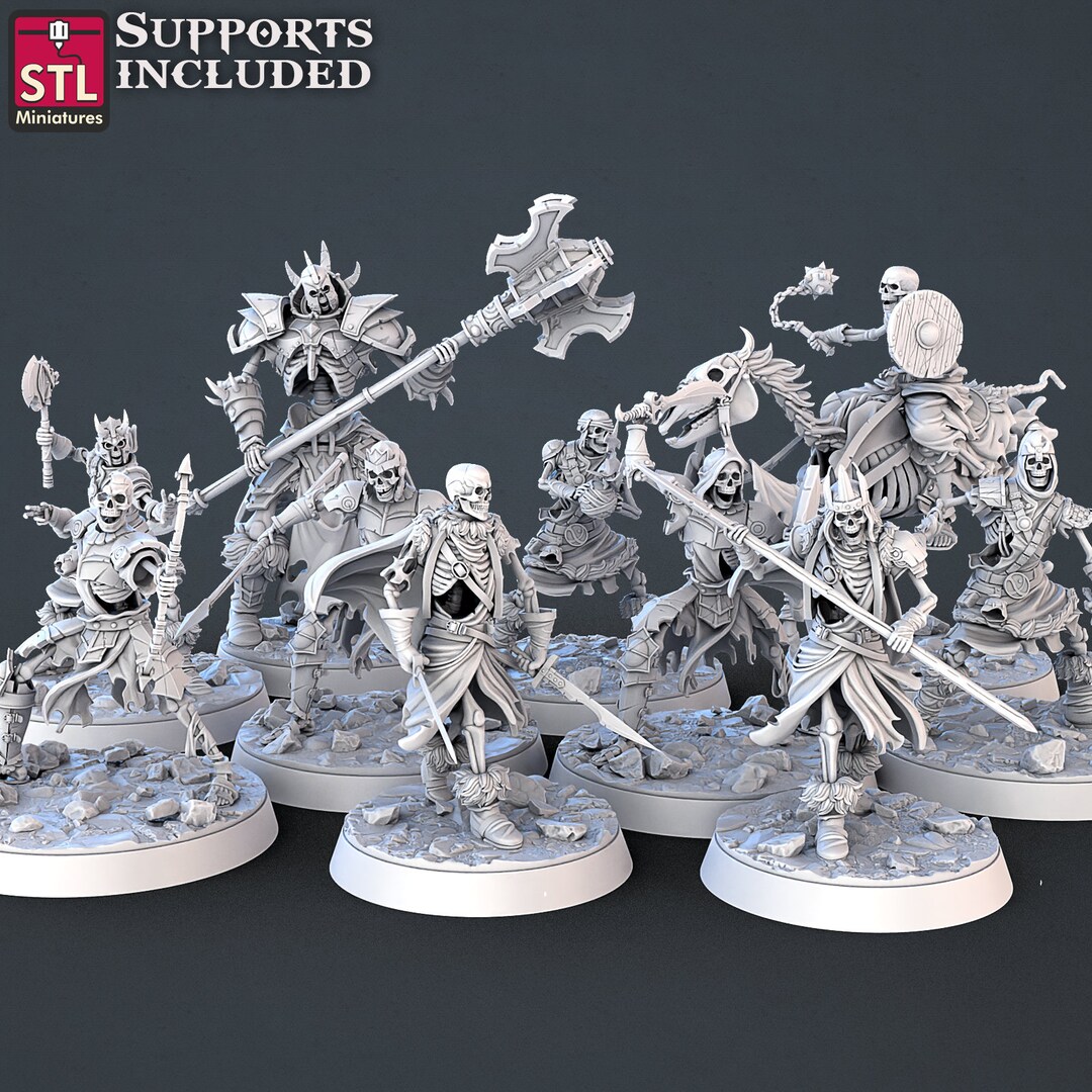 3D Printed STL Miniatures Skeletons Set 28mm - 32mm War Gaming D&D - Etsy
