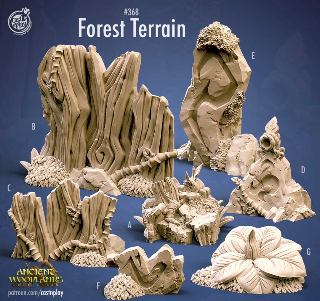 3D Printed Cast N Play Forest Terrain 28mm 32mm D&D - Etsy