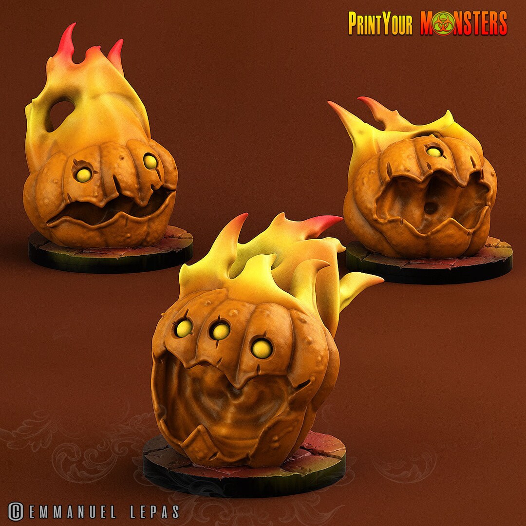 3D Printed Print Your Monster Fire Pumpkins Pumpkins From Hell 28 32mm D&D - Etsy