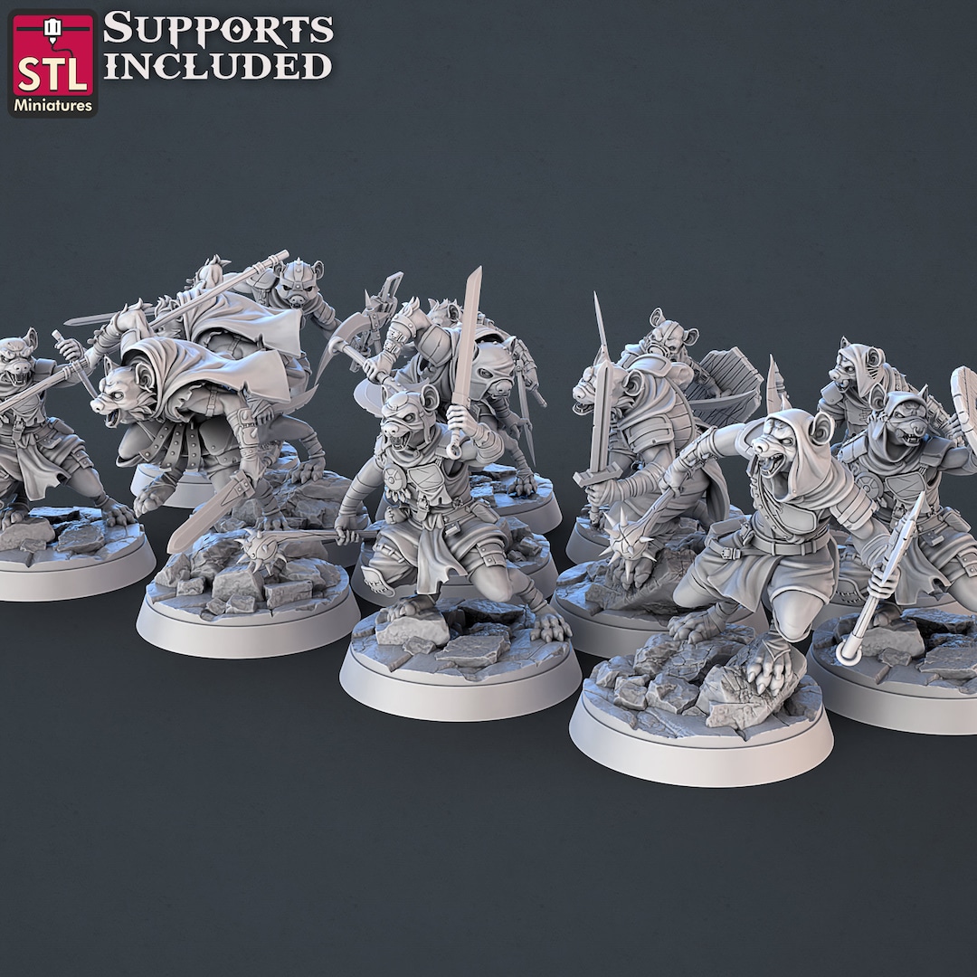 3D Printed STL Miniatures Gnoll Set 28mm - 32mm War Gaming D&D - Etsy