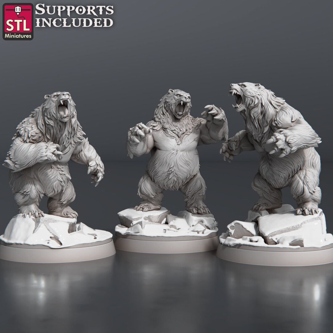 3D Printed STL Miniatures Bears Set 28 32mm War Gaming D&D - Etsy