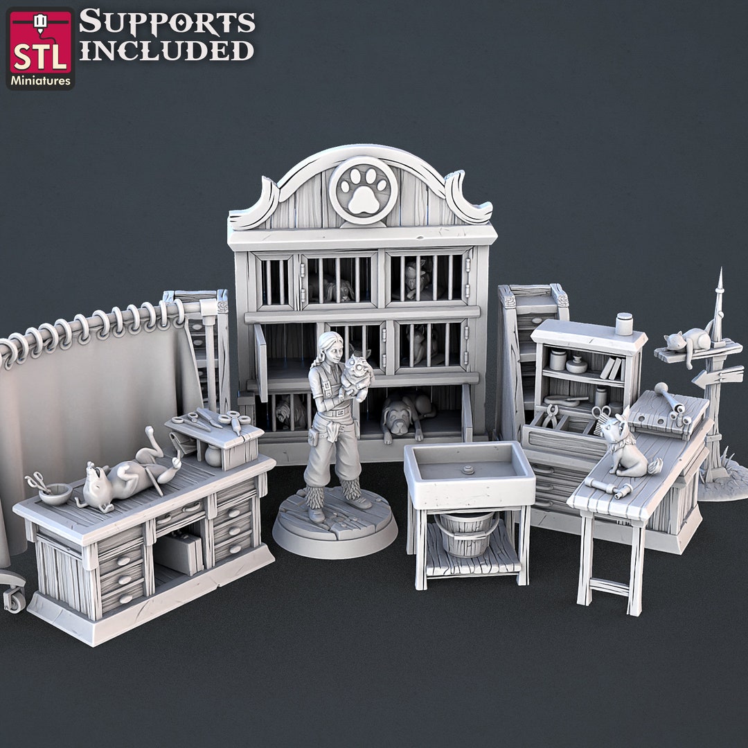 3D Printed STL Miniatures Veterinarian Set | 28 - 32mm War Gaming D&D ...
