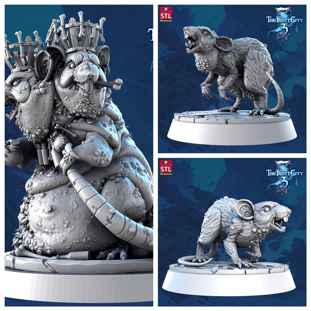 3D Printed STL Miniatures Envenomed Rat Set Core Characters the Frost ...