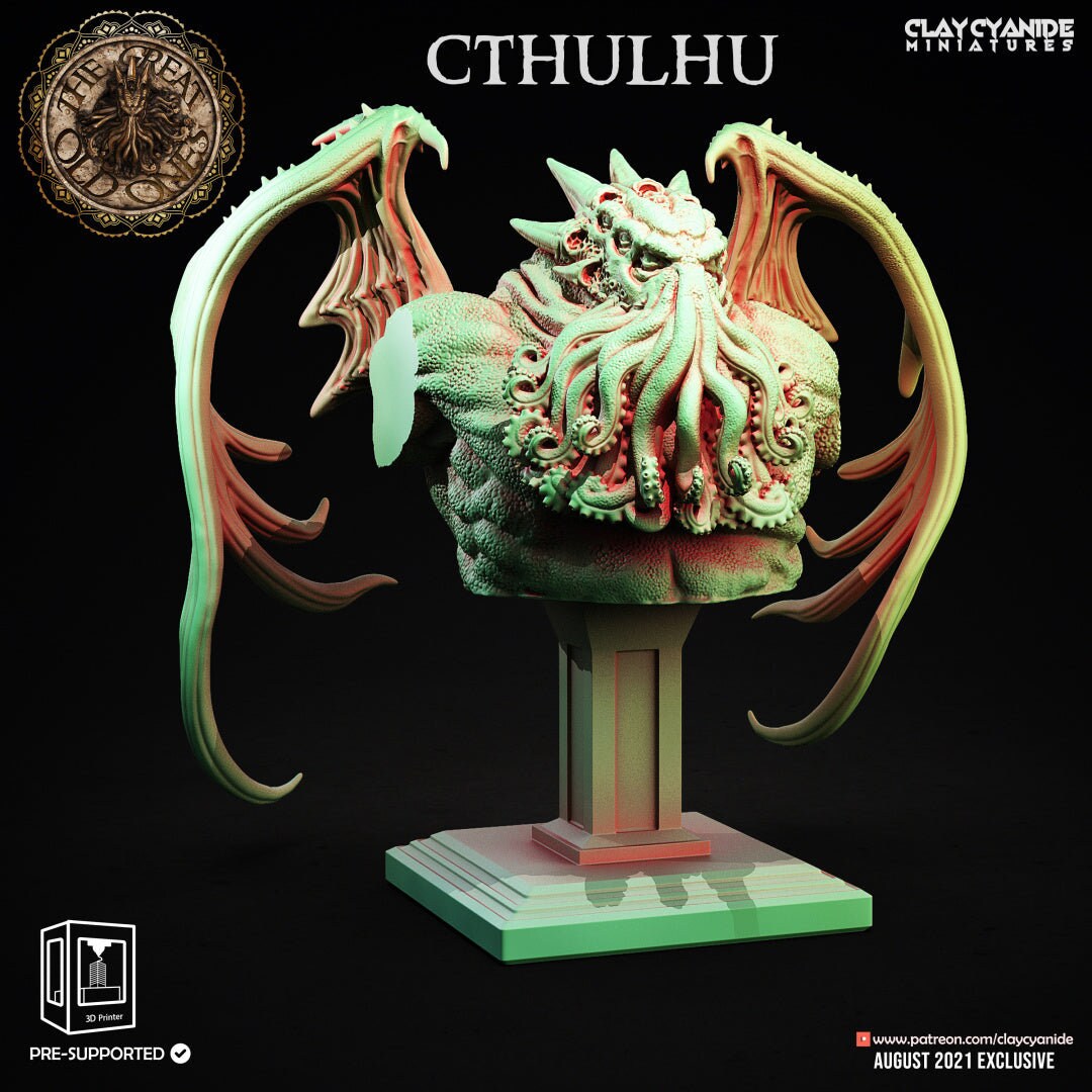3D Printed Clay Cyanide Cthulhu Bust Great Old Gods Ragnarok D&D - Etsy