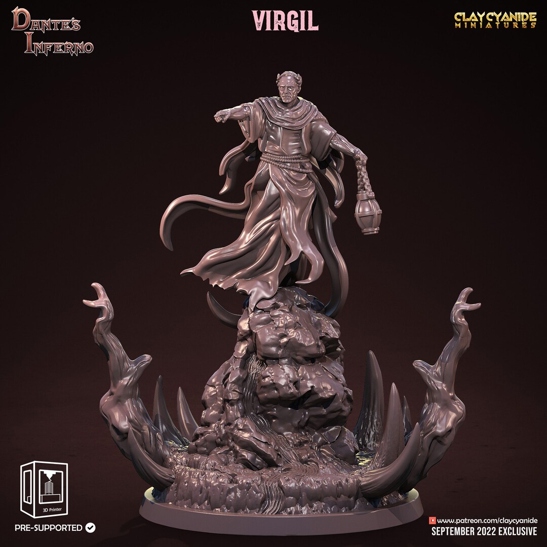 3D Printed Clay Cyanide Virgil Dante's Inferno 28mm-32mm Ragnarok D&D ...
