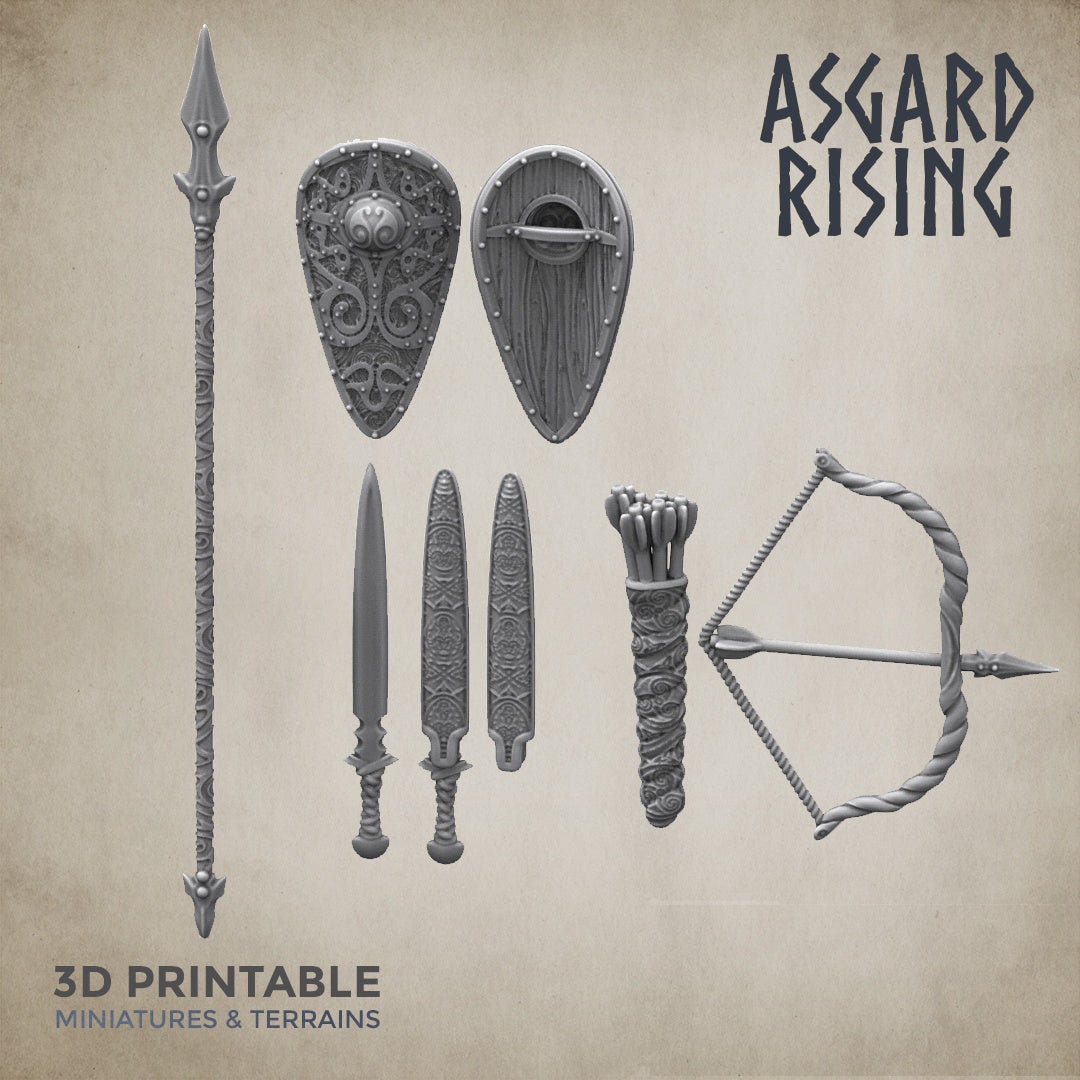 3D Printed Asgard Rising Shield and Sword Weapon Set 5 - 32mm D&D - Etsy