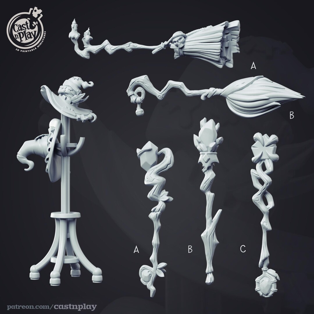 3D Printed Cast N Play Wizard Props Wizard's Guild Set 28mm 32mm D&D - Etsy