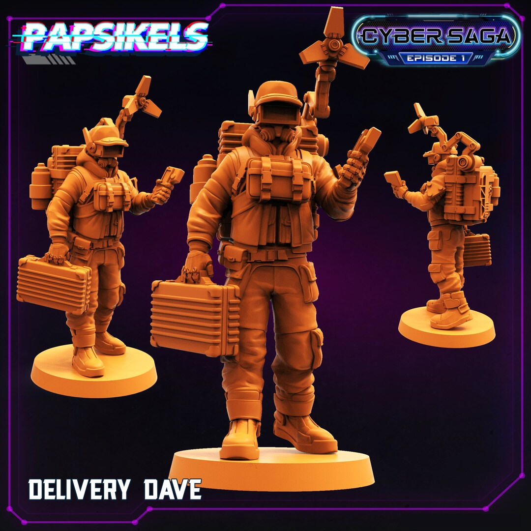 3D Printed Papsikels Cyberpunk Sci-fi Delivery Dave Cyber Saga - 28mm ...