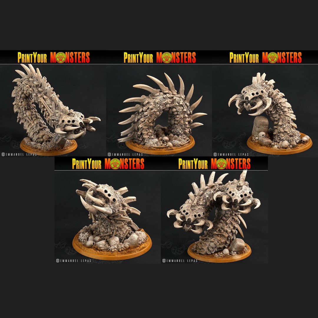 3D Printed Print Your Monsters Bones Worms Land of Bones Set 28mm ...