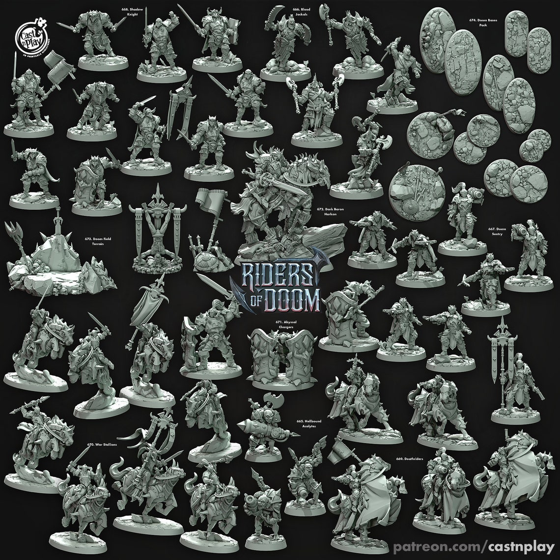 3D Printed Cast N Play Doomed Field Terrain Riders of Doom Set 28mm ...