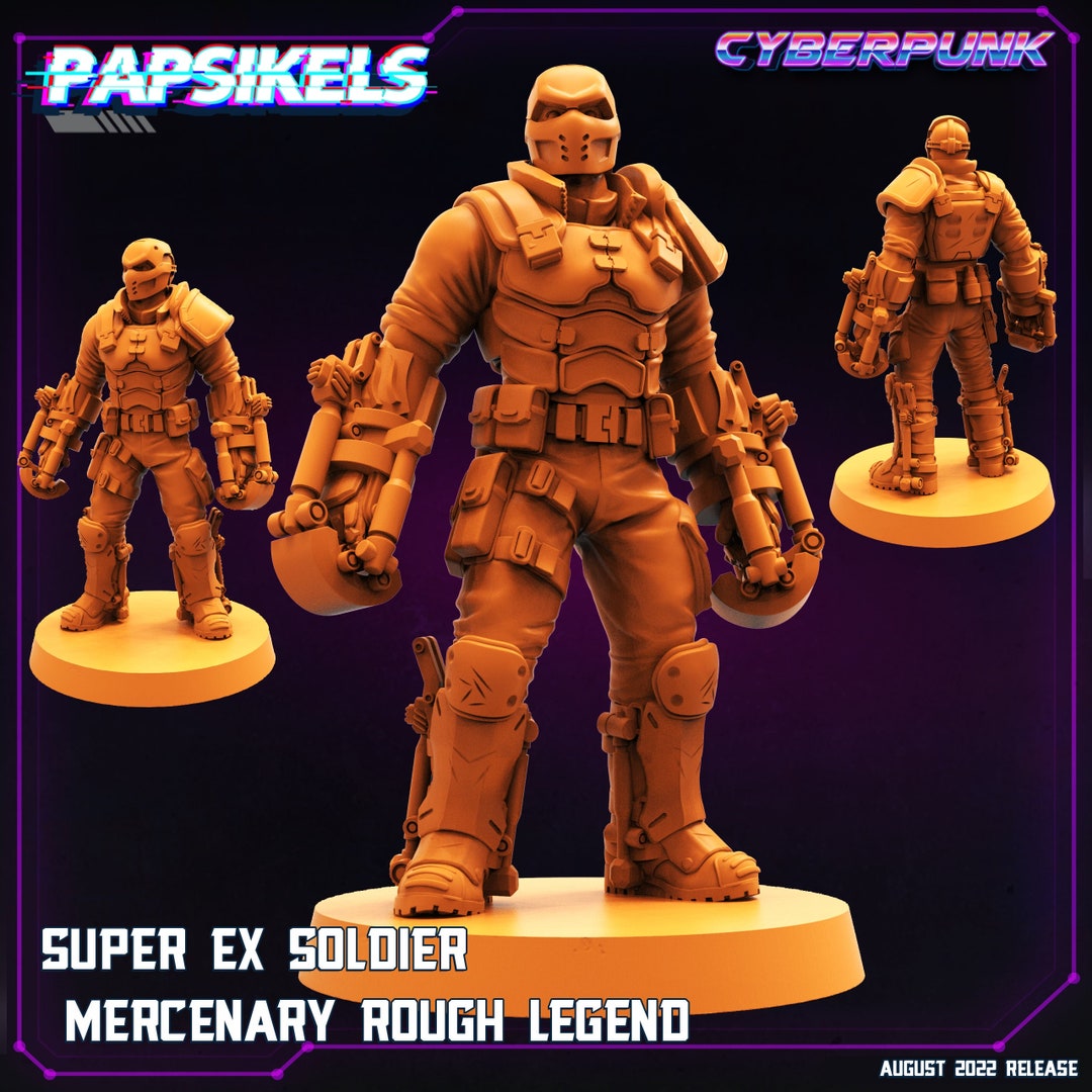 3D Printed Papsikels Cyberpunk Sci-fi Super Ex Soldier Mercenary Rough ...