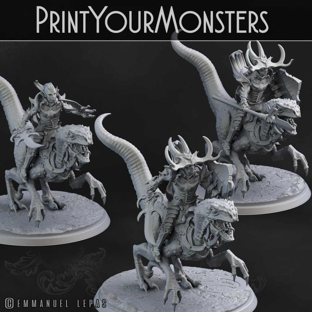 3D Printed Print Your Monsters Dark Elves Rider Set B 28mm - 32mm D&D ...
