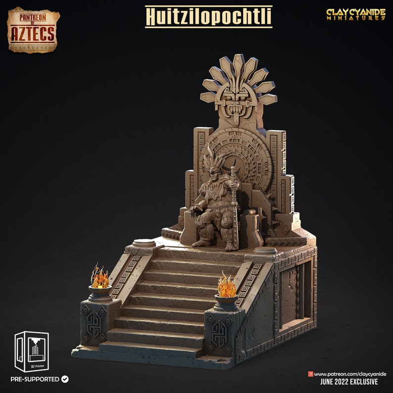 3D Printed Clay Cyanide Pantheon of Aztecs Set Ragnarok D&D - Etsy