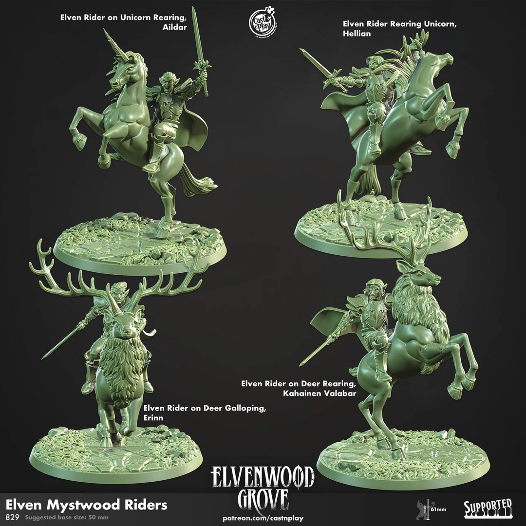 3D Printed Cast N Play Elven Mystwood Riders Elvenwood Grove Set 28mm ...
