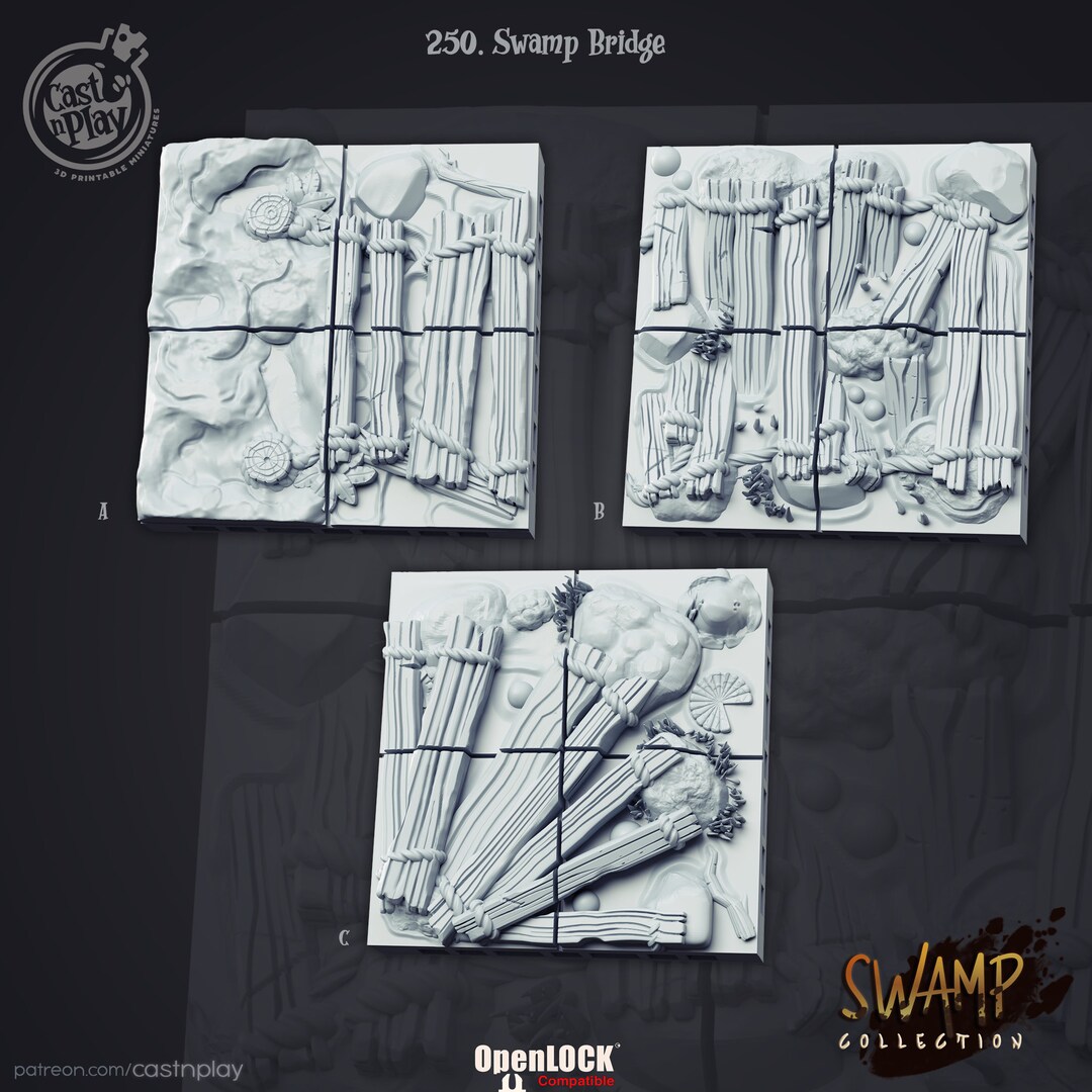 3D Printed Cast N Play Swamp Collection - Swamp Bridge 28mm 32mm D&D - Etsy
