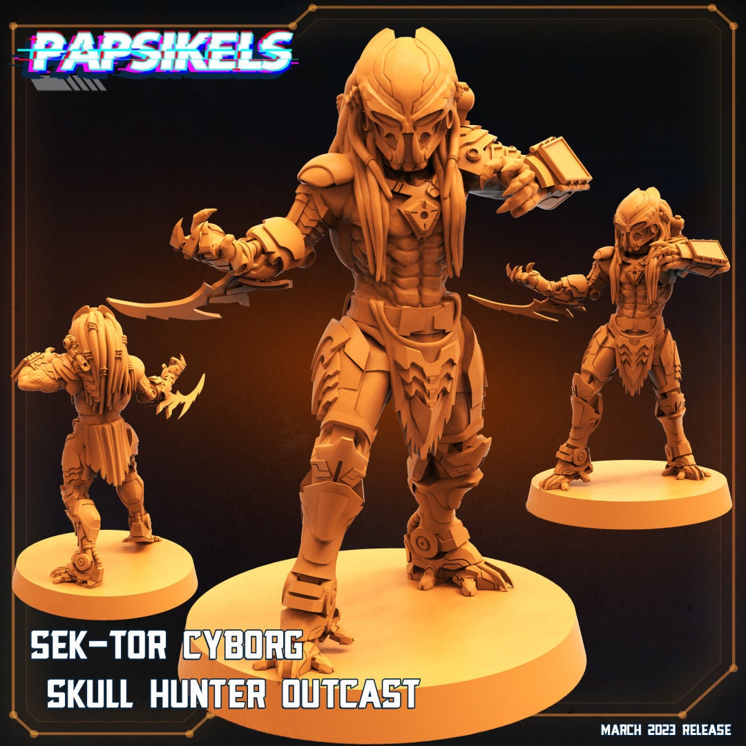3D Printed Papsikels Cyberpunk Sci-fi - Sek-tor Cyborg Skull Hunter Outcast - 28mm 32mm - Etsy