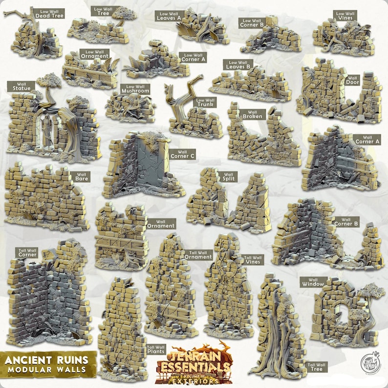 3D Printed Cast N Play Terrain Essentials Exteriors - Ancient Ruins ...