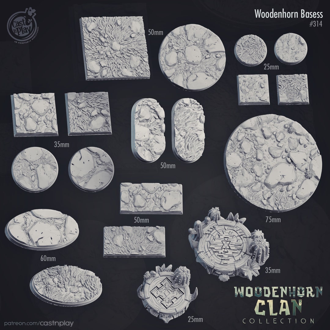 3D Printed Cast N Play Woodenhorn Bases Set 28mm 32mm D&D - Etsy