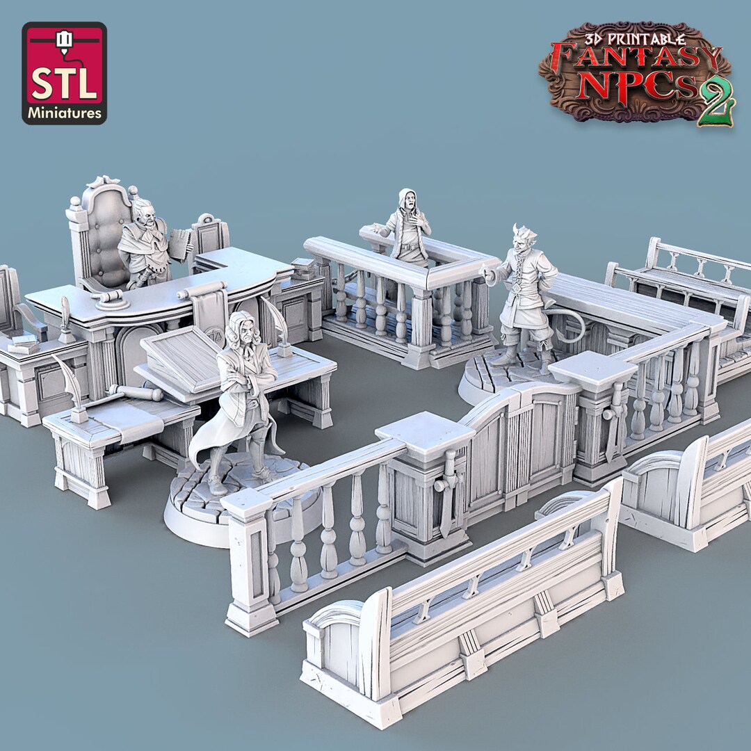 3D Printed STL Miniatures Magistrate Set Fantasy NPC 2 | 28 - 32mm War ...