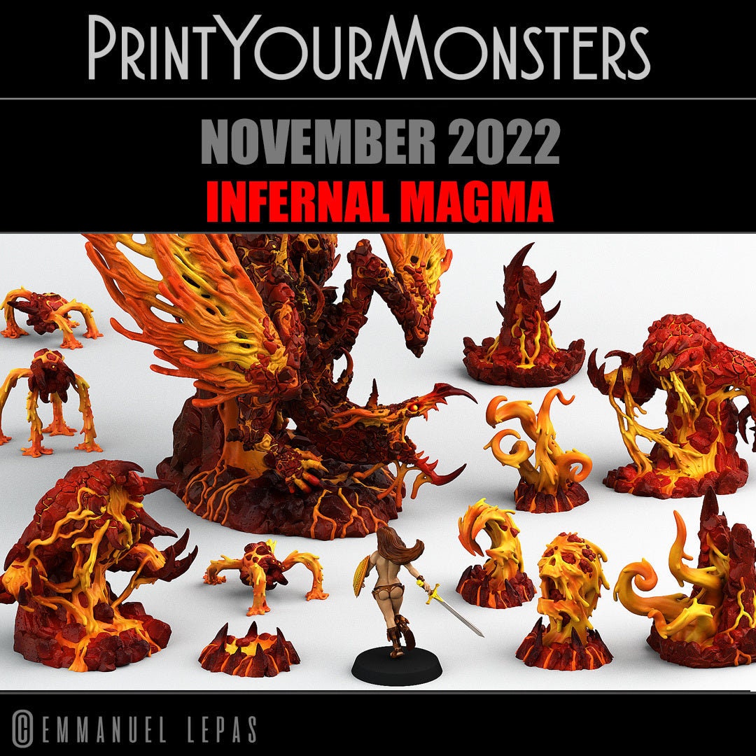 3D Printed Print Your Monsters Infernal Magma Set 28mm - 32mm D&D ...