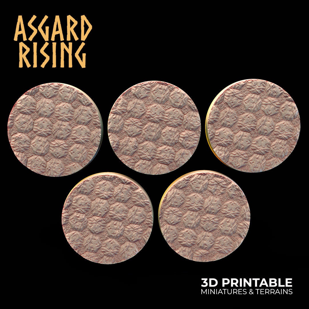 3D Printed Asgard Rising Tavern Tile Round Base Set 25 28 32 35mm D&D ...