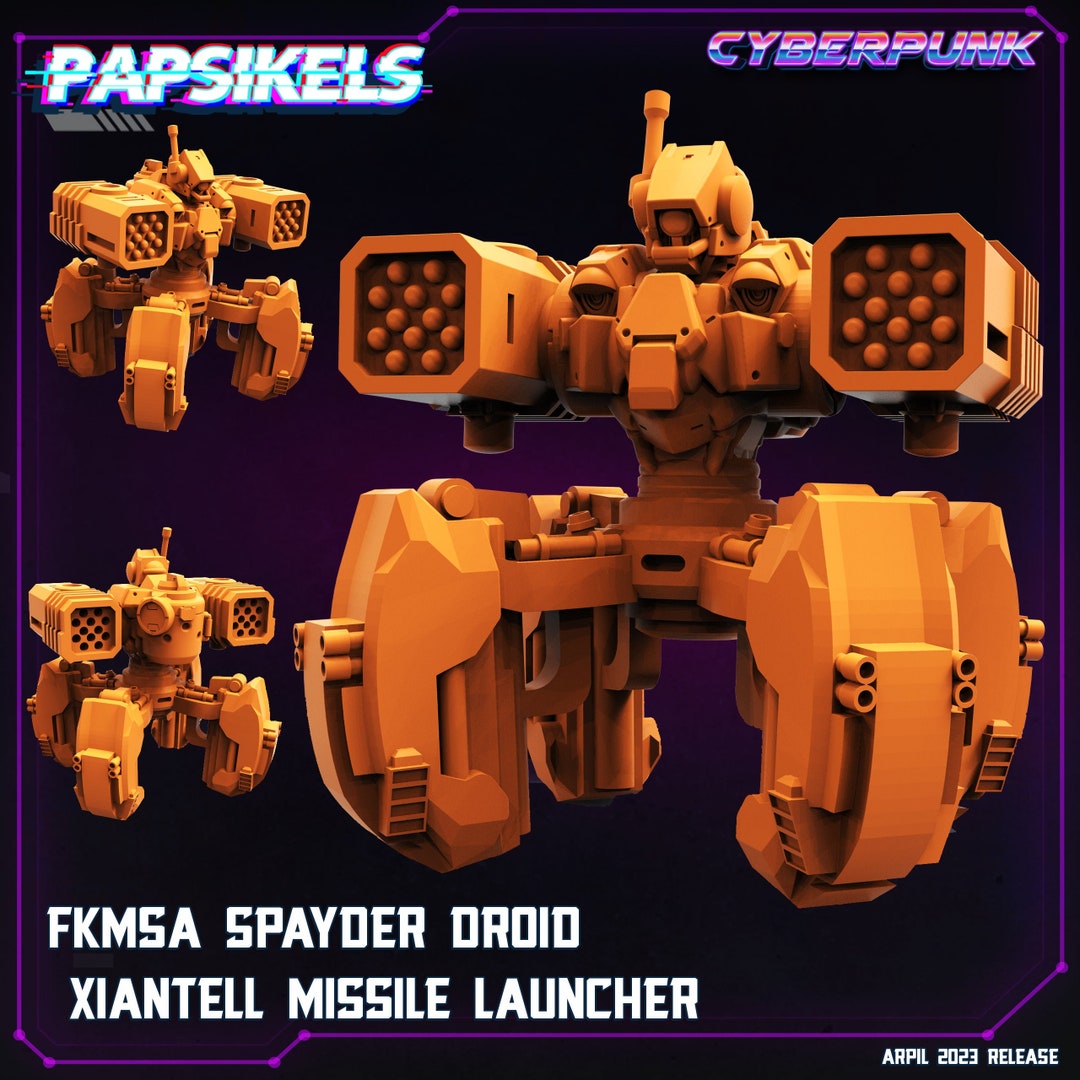 3D Printed Papsikels Cyberpunk Sci-fi - Fkmsa Spayder Droid Xiantell ...